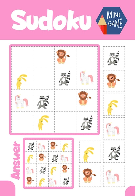 Playful Sudoku Puzzle with Adorable Animal Icons | Jiffy Designs