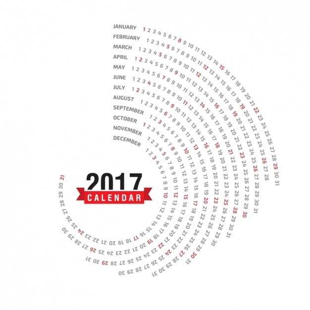 Circular 2017 Calendar with Months and Days Arrangement | Jiffy Designs