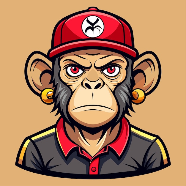 Fierce Monkey Mascot in Red Cap and Uniform | Jiffy Designs