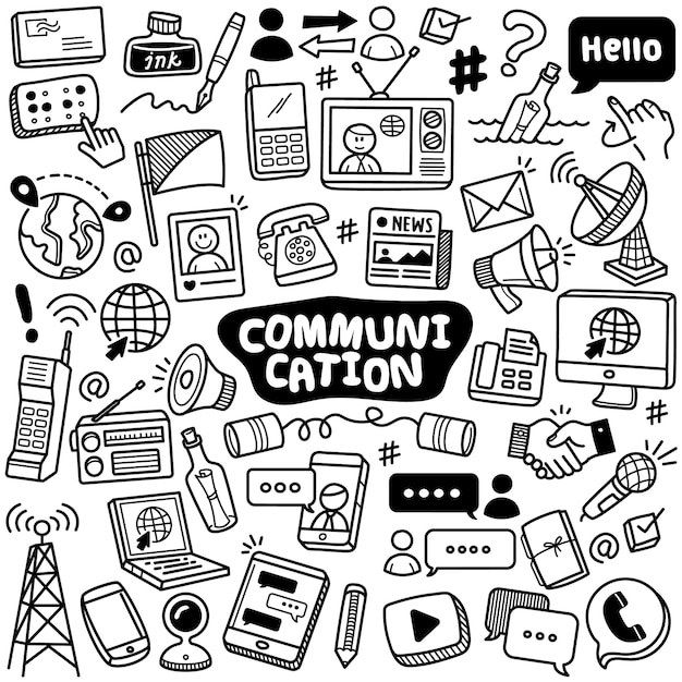 Vibrant Collage of Communication and Technology Symbols | Jiffy Designs