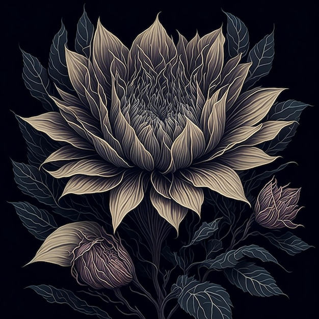 Captivating Floral Emblem: A Stunning Monochrome Masterpiece | Jiffy ...