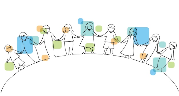 Diverse Community Holding Hands in Colorful Unity | Jiffy Designs