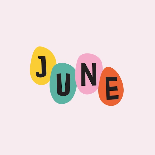 Vibrant Typographic June Illustration in Pastel Hues | Jiffy Designs