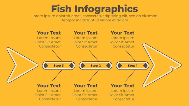 Vibrant Fish Infographic with Directional Arrows and Text Blocks ...