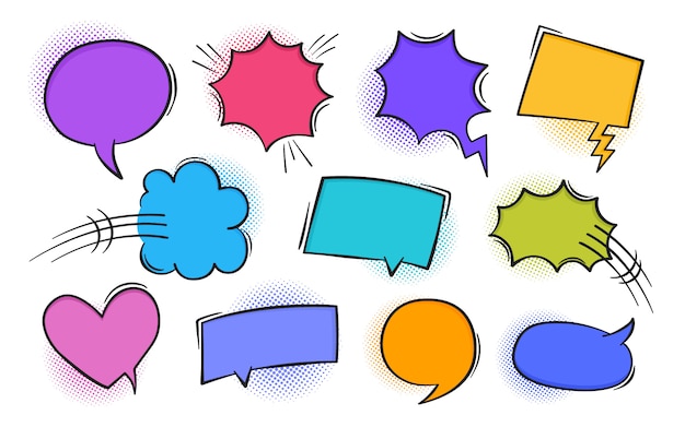 Vibrant Pop Art Speech Bubbles with Expressive Shapes and Colors ...