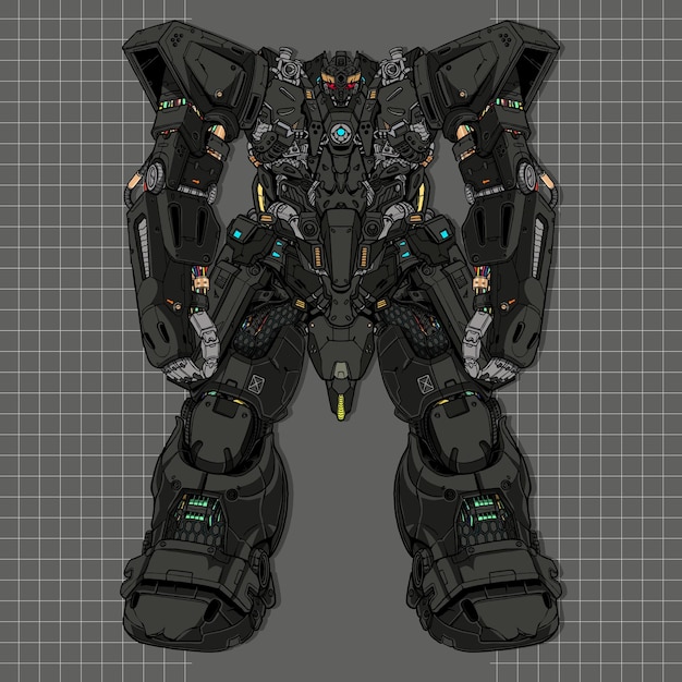 Formidable Mech Warrior in Striking Monochrome Palette | Jiffy Designs