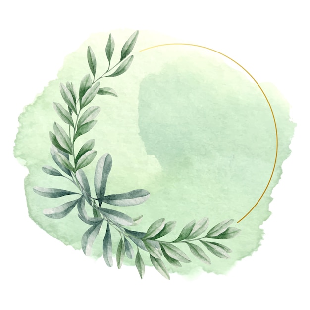 Watercolor Botanical Circle Frame with Leafy Branches | Jiffy Designs