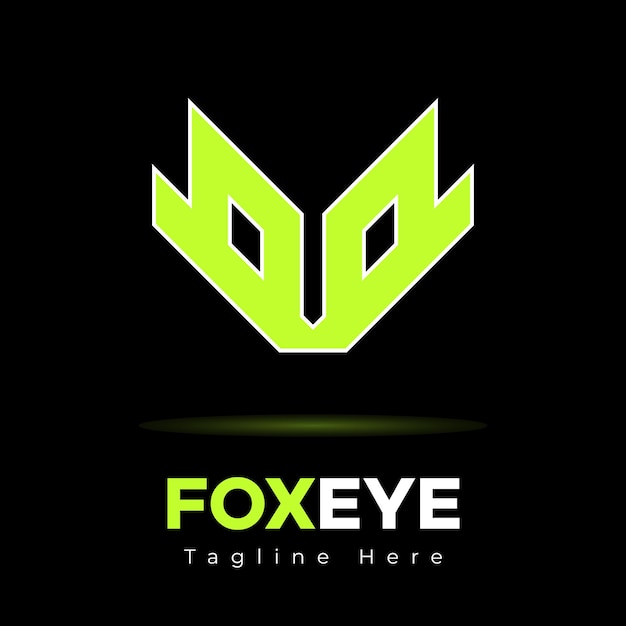 Striking Neon Green Fox Eye Logo on Black | Jiffy Designs