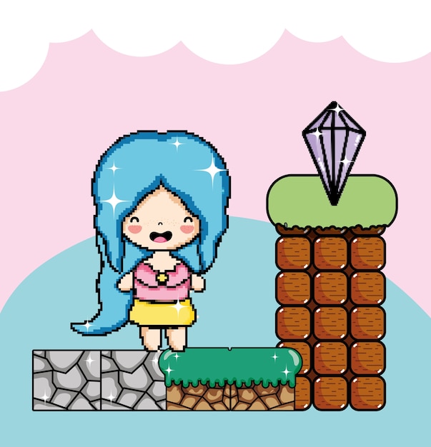 Whimsical Pixel Art Character with Gemstone Treasure | Jiffy Designs