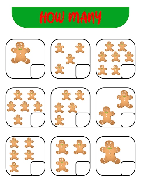 Counting Gingerbread Cookies in Festive Grid Layout | Jiffy Designs