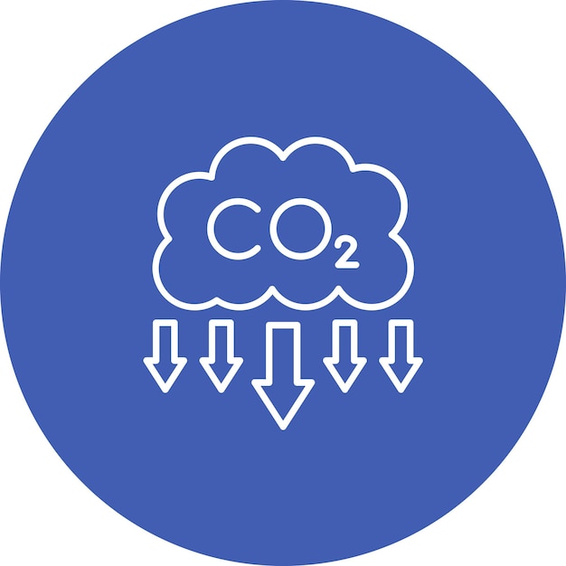 Minimalist CO2 Emissions Icon on Blue Background | Jiffy Designs