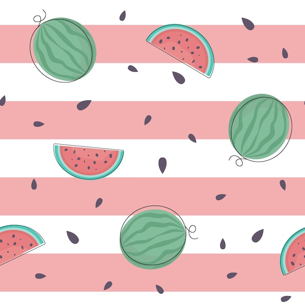 Vibrant Watermelon and Mint Pattern on Striped Background | Jiffy Designs