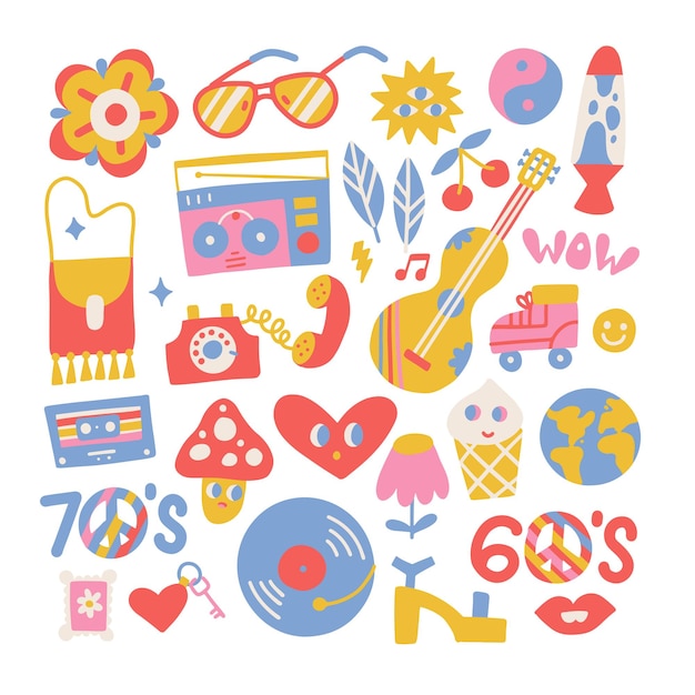Vibrant 60s and 70s Retro Themed Graphic Collection | Jiffy Designs