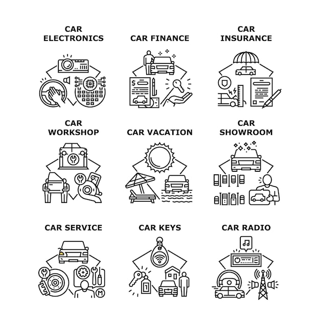 Comprehensive Collection of Automotive-Themed Icons Showcasing Diverse ...
