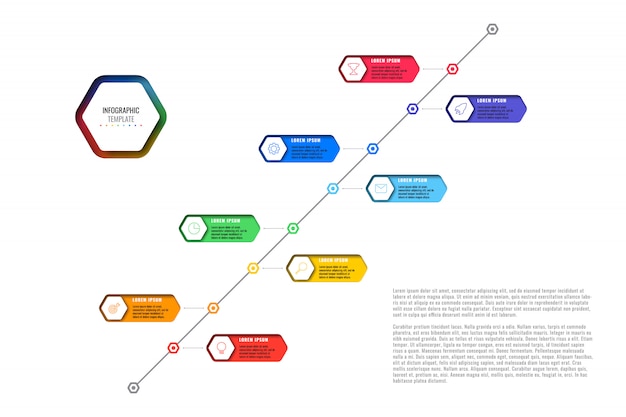 Vibrant Hexagon Timeline with Informative Text Boxes | Jiffy Designs