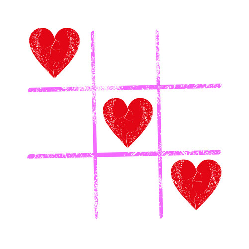 Vector Illustration Of A Tic Tac Toe Game Formed By Red Hearts Isolated ...