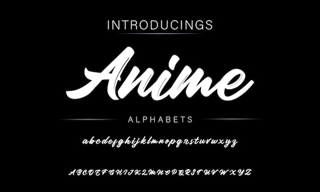 Elegant Anime-Style Alphabet with Flowing Cursive Letters | Jiffy Designs