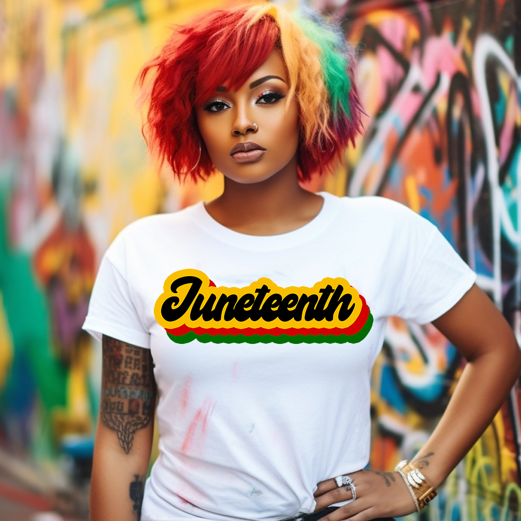 'Juneteenth' Retro-Inspired Typography with Vibrant Layered Shadow ...