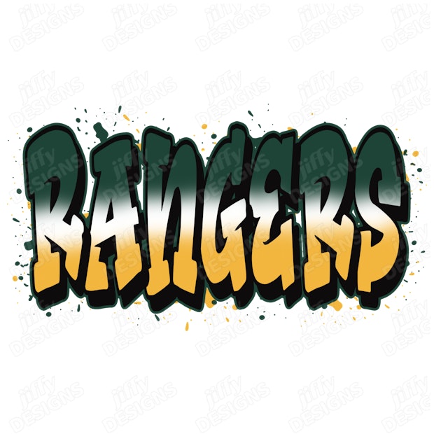 'Rangers' Graffiti-Style Lettering with Vibrant Gradient and Splatter ...