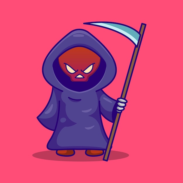Cloaked Reaper with Menacing Scythe on Vibrant Backdrop | Jiffy Designs