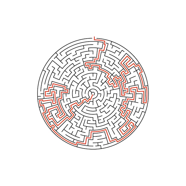 Intricate Circular Maze with Winding Pathways | Jiffy Designs
