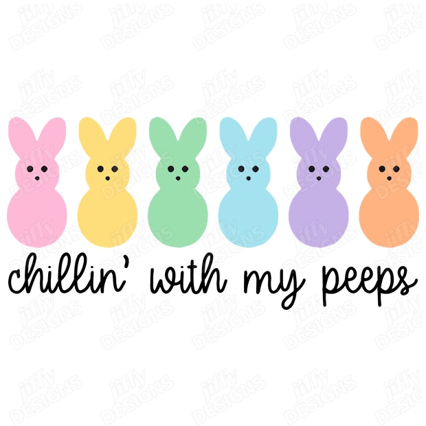 'Chillin' With My Peeps' Pastel Bunny Silhouettes with Playful ...