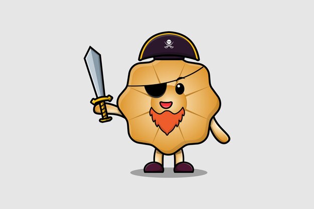 Fearless Pirate Pastry Mascot Wielding a Sword | Jiffy Designs