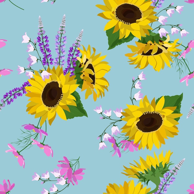 Vibrant Sunflower and Lavender Floral Pattern | Jiffy Designs