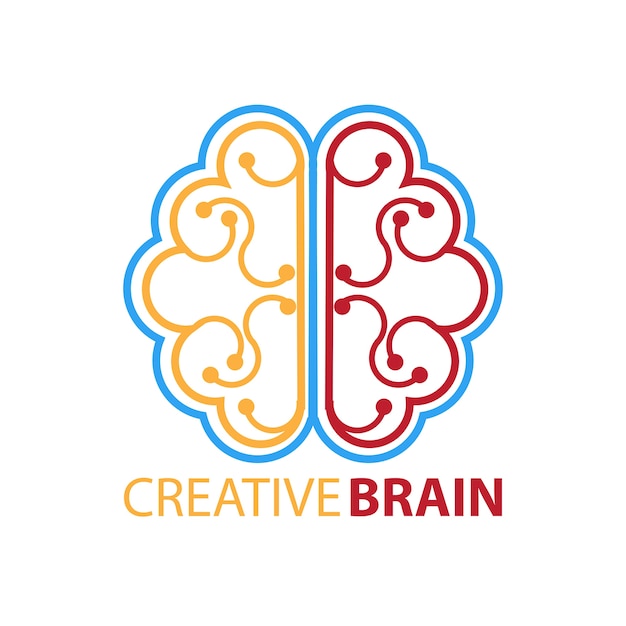 Colorful Brain Design with Swirls and 'Creative Brain' Text | Jiffy Designs