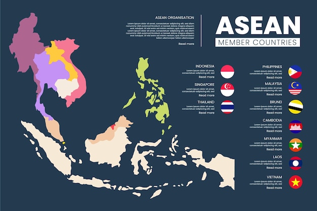 Vibrant Map of ASEAN Member Countries and Flags | Jiffy Designs