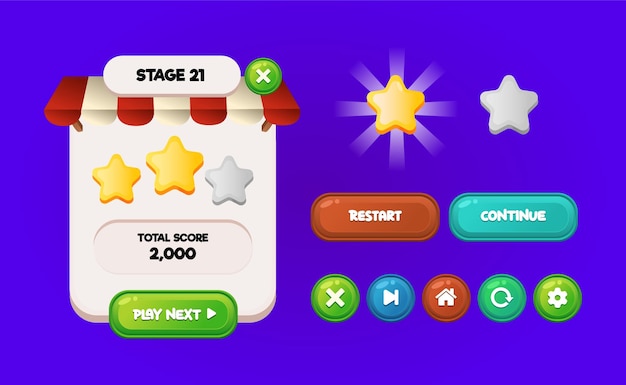 Vibrant Game Stage with Colorful Stars and Buttons | Jiffy Designs