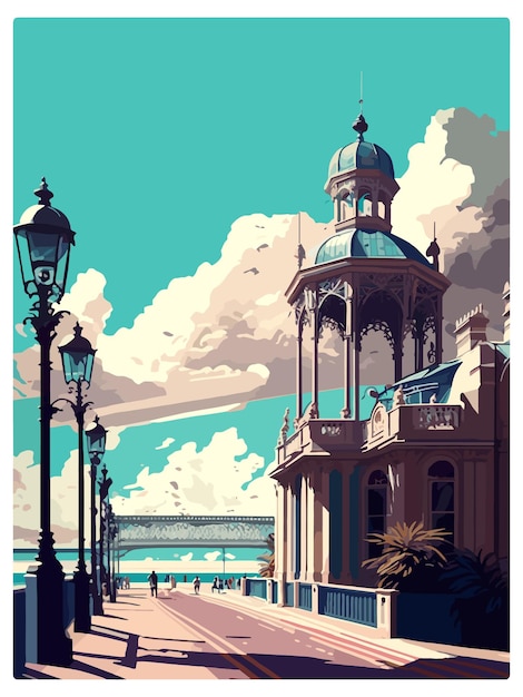 Elegant Seaside Promenade with Ornate Domed Architecture | Jiffy Designs
