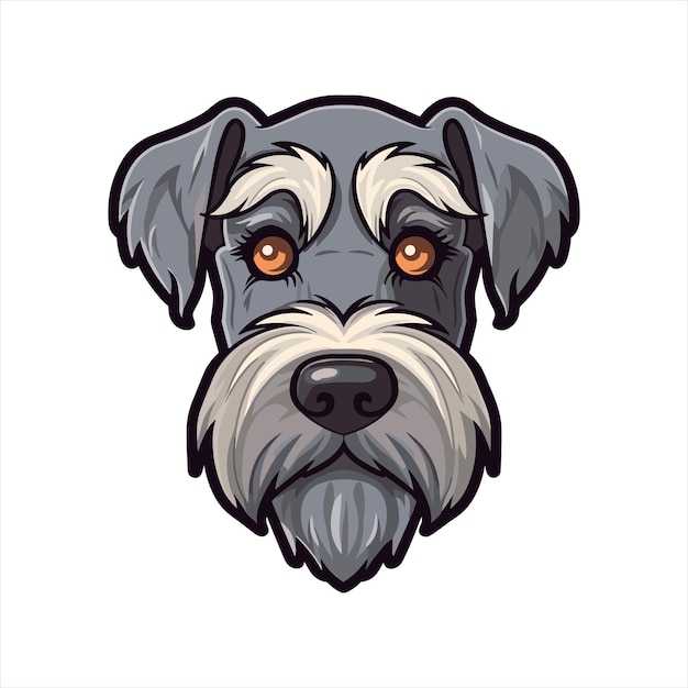 Charming Schnauzer Dog Face Illustration | Jiffy Designs