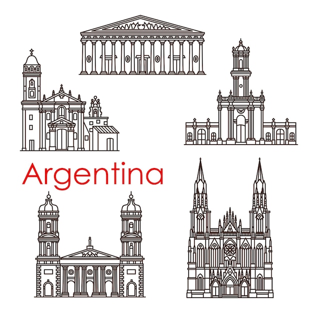 Iconic Architectural Landmarks of Argentina in Detailed Illustration ...
