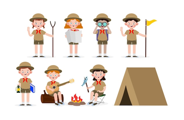 Charming Collection of Adorable Camping Scouts in Diverse Poses | Jiffy ...