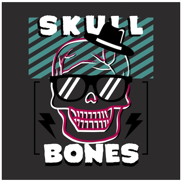 Edgy Skull Bones Graphic with Vibrant Stripes | Jiffy Designs
