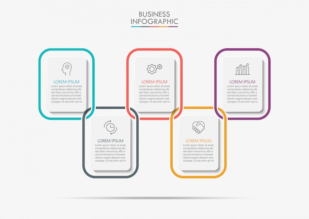 Colorful Infographic with Interconnected Rectangular Elements and Icons ...