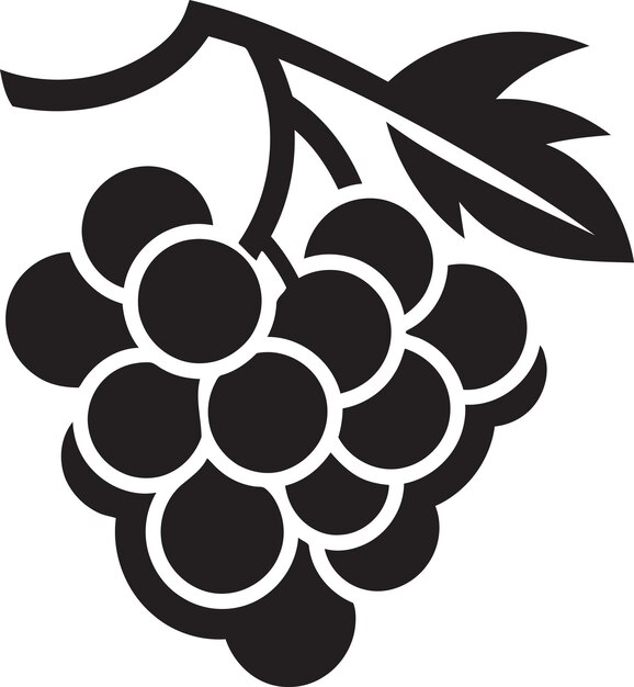 Elegant Black and White Grape Cluster Silhouette | Jiffy Designs