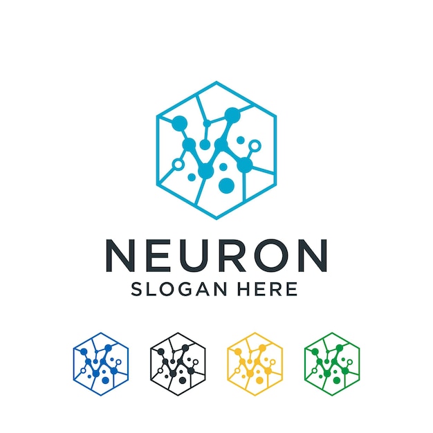 Geometric Neuron Symbol with Vibrant Color Variations | Jiffy Designs