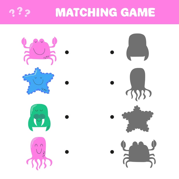 Colorful Sea Creature Matching Game | Jiffy Designs