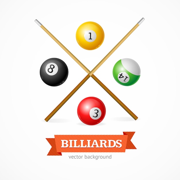 Vibrant Billiards Emblem with Crossed Cues and Balls | Jiffy Designs