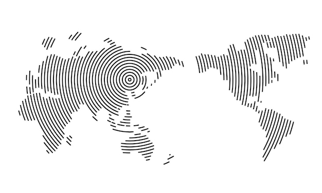 Minimalist World Map Formed by Parallel Lines | Jiffy Designs