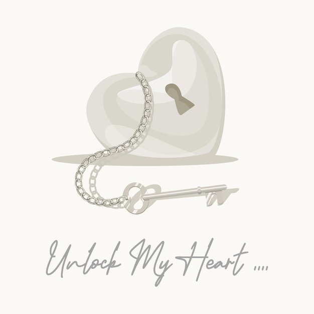 Delicate Heart-Shaped Lock and Vintage Key Illustration | Jiffy Designs
