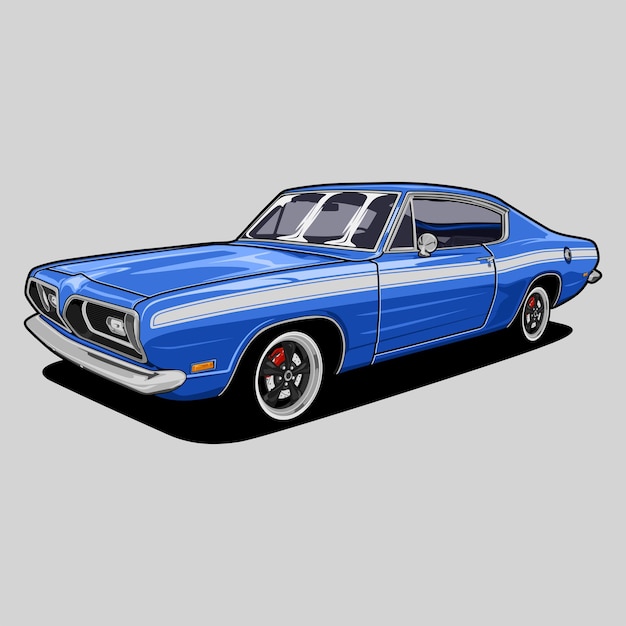 Sleek and Powerful Retro Sports Coupe in Vibrant Blue | Jiffy Designs