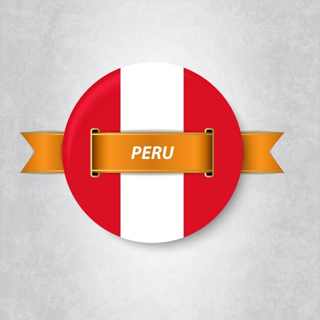 Vibrant Peruvian Flag Emblem with Ribbon Banner | Jiffy Designs