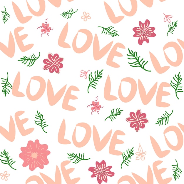 Vibrant Floral Love Pattern with Playful Typography | Jiffy Designs