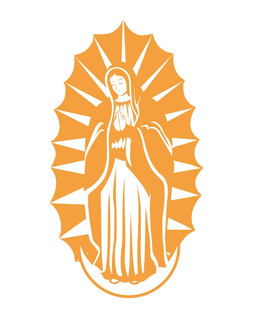 Radiant Virgin Mary Silhouette in Vibrant Orange | Jiffy Designs