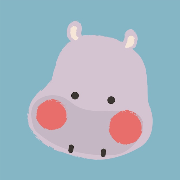 Adorable Minimalist Hippo Face Illustration with Rosy Cheeks | Jiffy ...