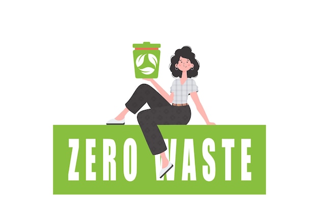 Vibrant Zero Waste Emblem with Eco-Conscious Woman | Jiffy Designs