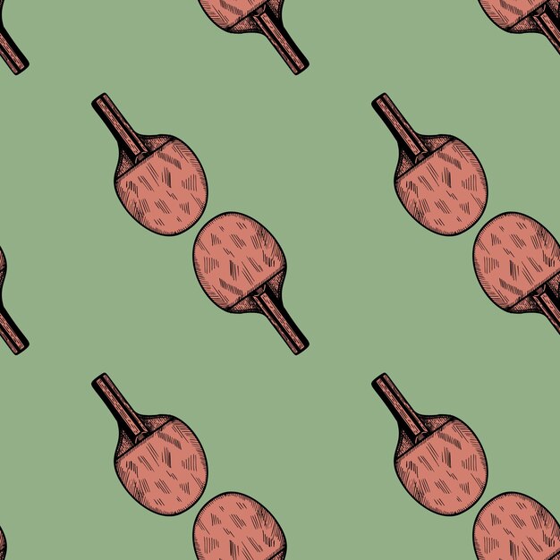 Vibrant Ping Pong Paddle Pattern on Sage Green Background | Jiffy Designs
